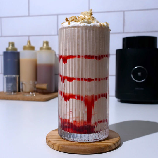 Vanilla Strawberry Cheesecake Frappe Recipe - IBEV Concepts